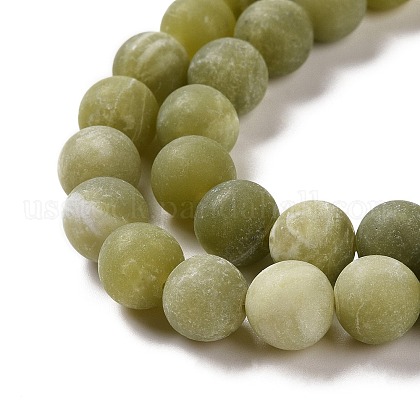 Round Frosted Natural TaiWan Jade Bead Strands, 8mm, Hole: 1mm, about ...
