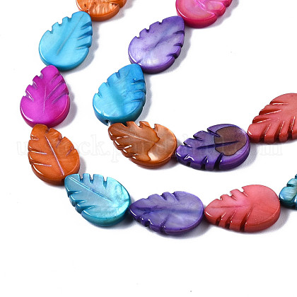 Natural Freshwater Shell Beads Strands, Dyed, Leaf, Mixed Color ...