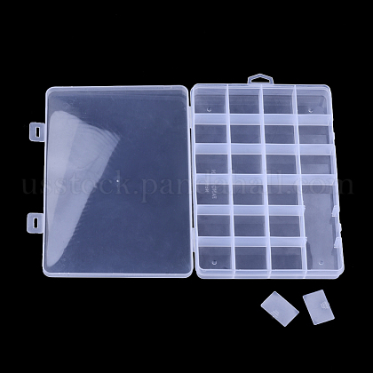 Plastic Bead Storage Containers, 24 Compartments, Rectangle, Clear ...
