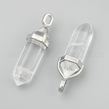 Natural Quartz Crystal Double Terminated Pointed Pendants, Rock Crystal ...